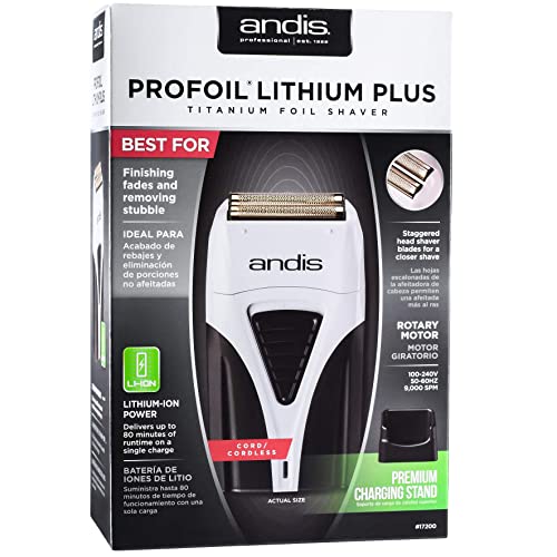 Andis Cordless Profoil Lithium Plus Titanium Foil Shaver with BeauWis Blade Brush