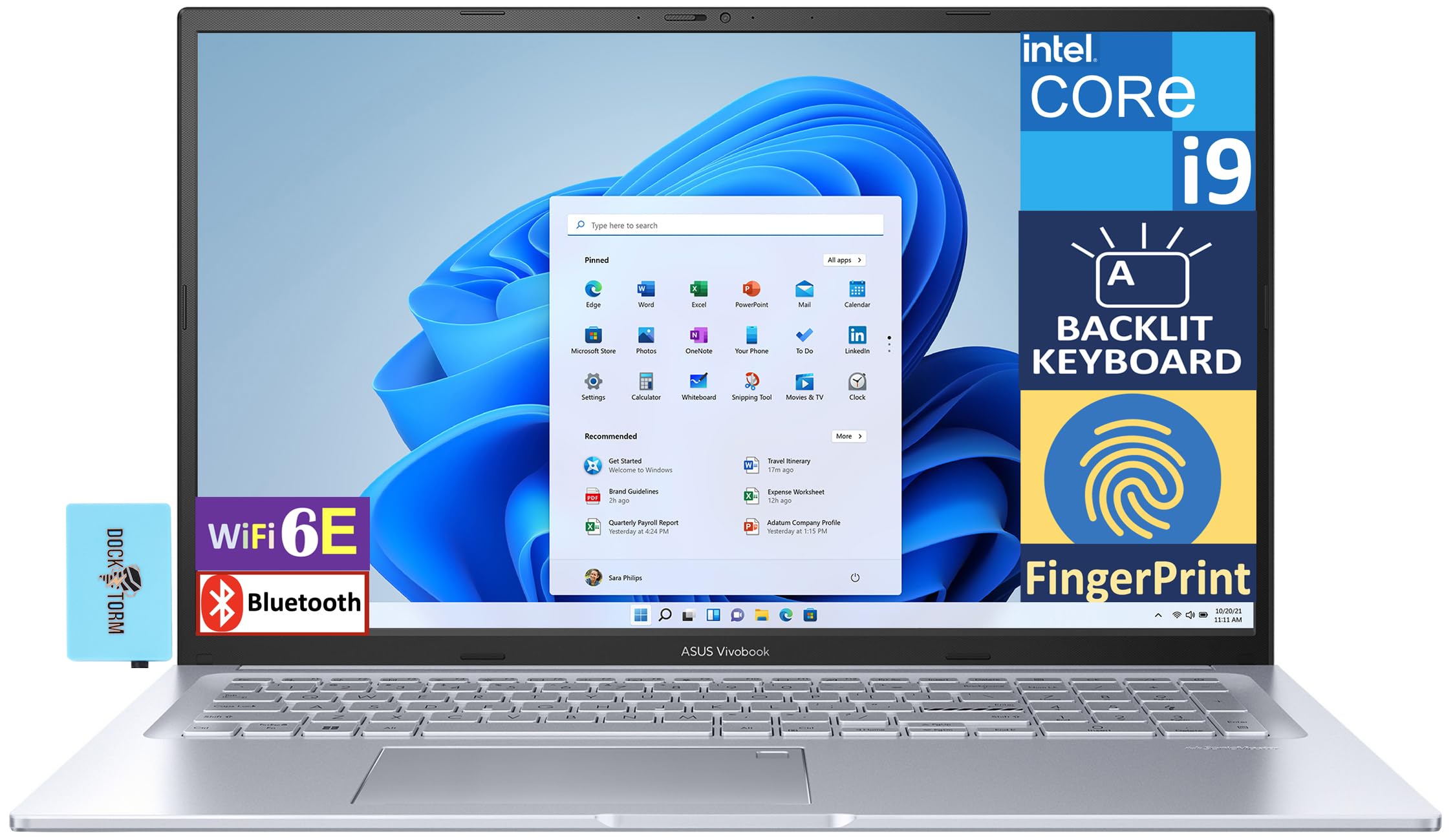 ASUS Vivobook 17X Laptop 17.3" FHD Display (14-Core Intel i9-13900H, 40GB RAM, 2TB PCIe SSD, Intel Iris Xe, Backlit KB, Fingerprint, WiFi 6E, Win 11 Home) /w DKZ USB Port Expander, K3704VA-DH96-S