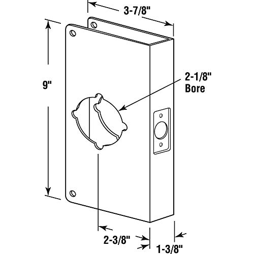 Prime-Line MP9540 Lock and Door Reinforcer, 2-1/8inch x 2-3/8inch x 1-3/8in, Solid Brass, (single pack)