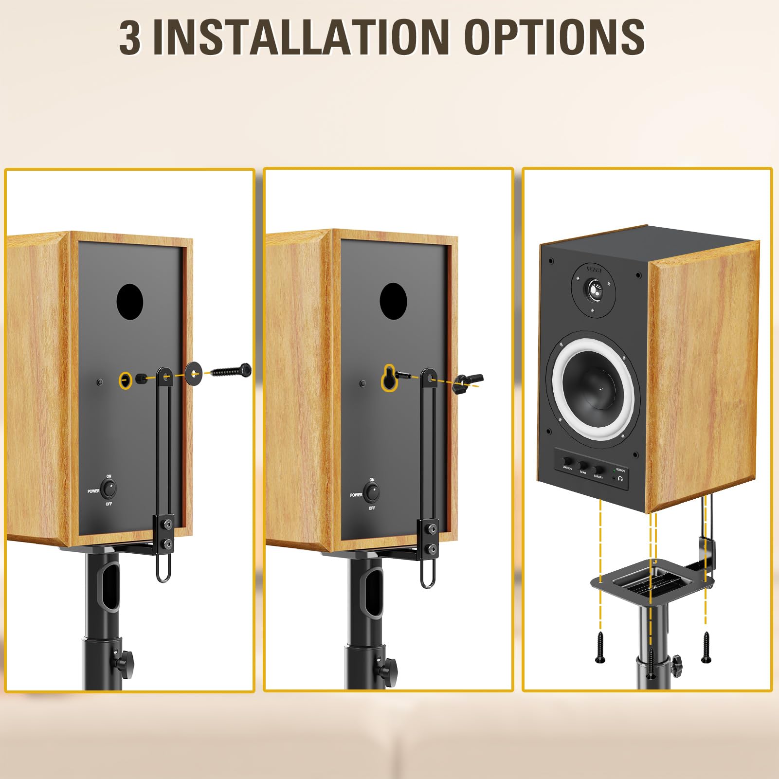 Mounting Dream Speaker Stands Height Adjustable Bookshelf Speaker Stand Pair for Universal Satellite Speakers, Set of 2 for Bose Polk JBL Sony Yamaha - 11 lbs Capacity