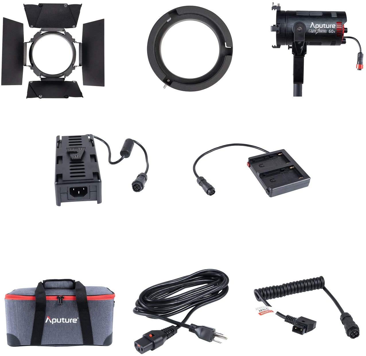 Aputure LS 60d Focusing LED Video Light CRI 95+ TLCI 95+ 50000lux @1m App Control Built-in 8 Lighting FX with Barn Doors for Video Recording,Wedding,Outdoor Shooting