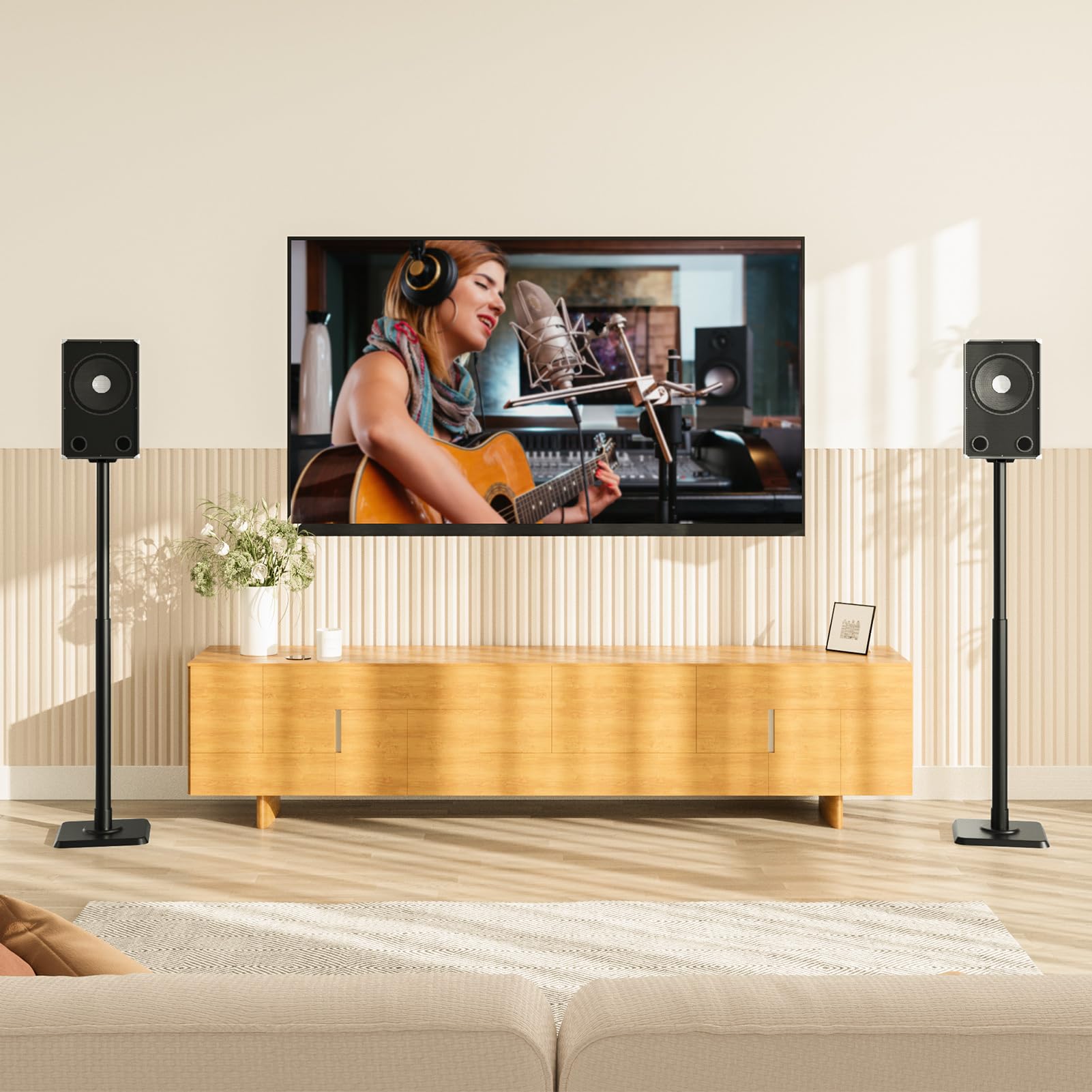 Mounting Dream Speaker Stands Height Adjustable Bookshelf Speaker Stand Pair for Universal Satellite Speakers, Set of 2 for Bose Polk JBL Sony Yamaha - 11 lbs Capacity