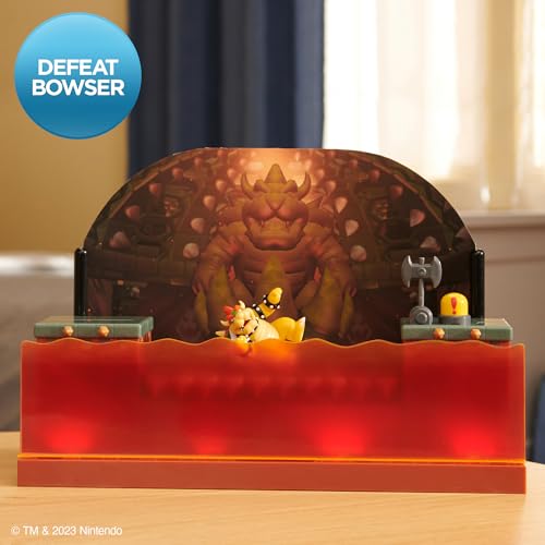 Super Mario Nintendo Deluxe Bowser Battle Playset with Lights and Sounds, 2.5 Inch Bowser Action Figure Included