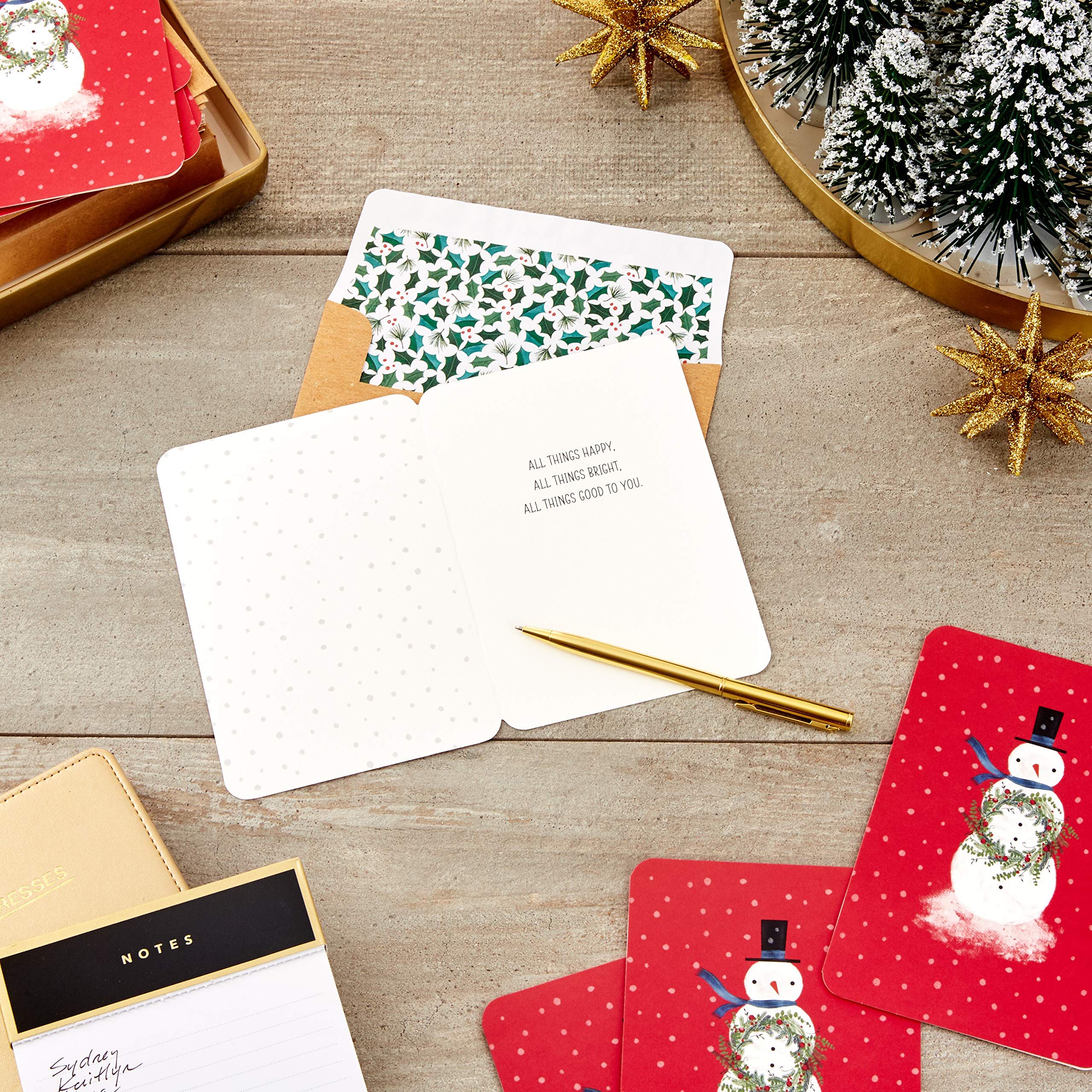 Hallmark Boxed Christmas Cards, Snowman (16 Cards and 17 Envelopes)