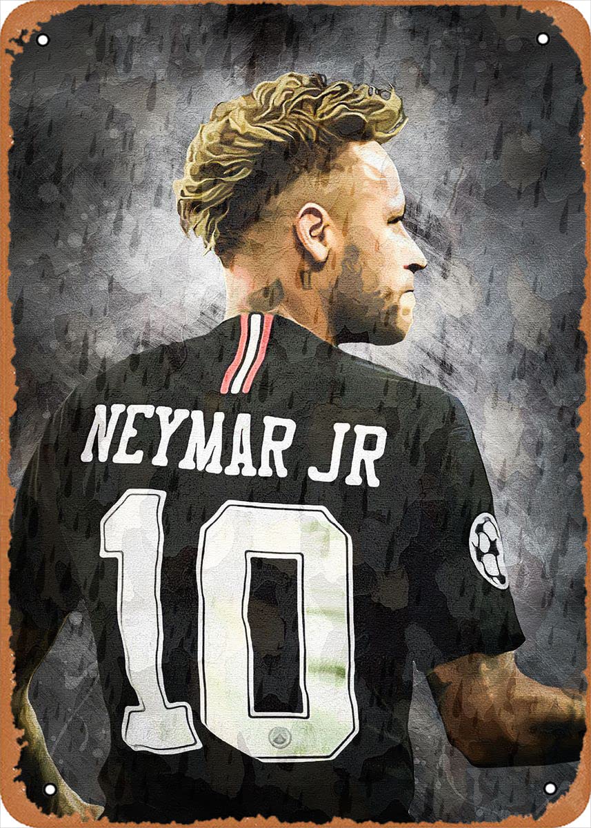 Ysirseu Neymar Jr PSG Metal Tin Sign 8 x 12 in Sports Players Poster Vintage Poster Man Cave Decorative