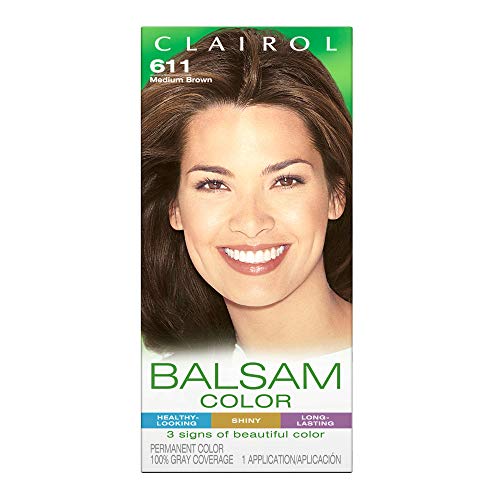 Clairol Balsam Permanent Hair Dye, 611 Medium Brown Hair Color, 3 Count