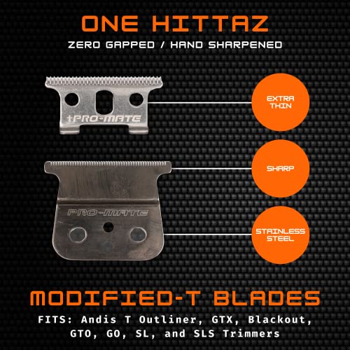 Andis T-Outliner & GTX Replacement One Hittaz Zero Gap Modified T Blades (Extra Thin & Sharp) By Pro-Mate