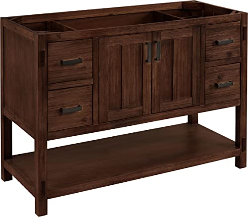 Signature Hardware 953310-48-UM-8 Morris 48" Free Standing Single Vanity Set with Wood Cabinet, Vanity Top, and Oval Undermount Sink - 8" Faucet Holes