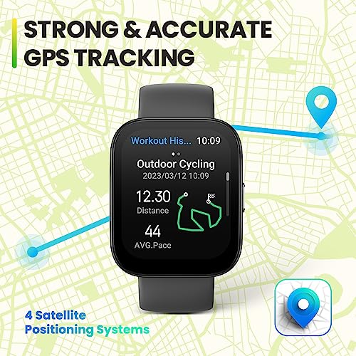 Amazfit Bip 5 Smart Watch 46mm, GPS, Amazon Alexa Built-in, Bluetooth Calling, 10-Day Battery, Heart-Rate & VO2 Max, Sleep Health Monitoring, AI Fitness Tracker App, for Android & iPhone, Black