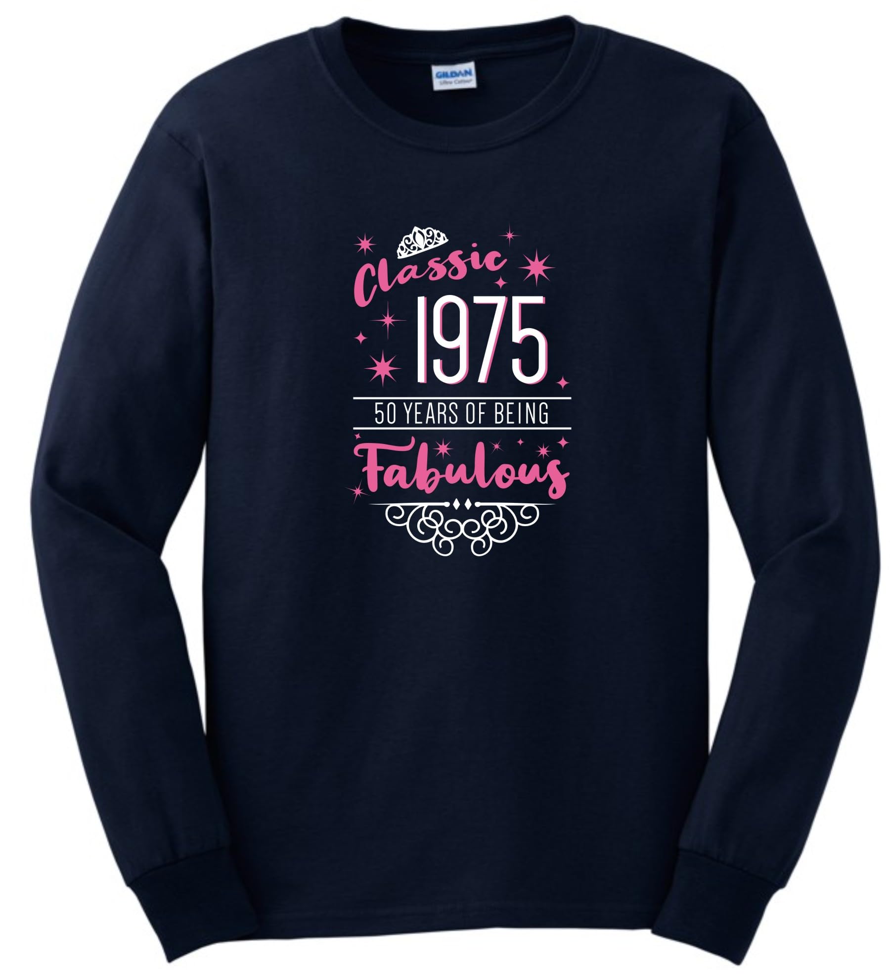 50th Birthday Party Supplies 50th Gifts 50th Birthday Gifts Classic 1975 50 Years Fabulous Long Sleeve T-Shirt 2XL Navy