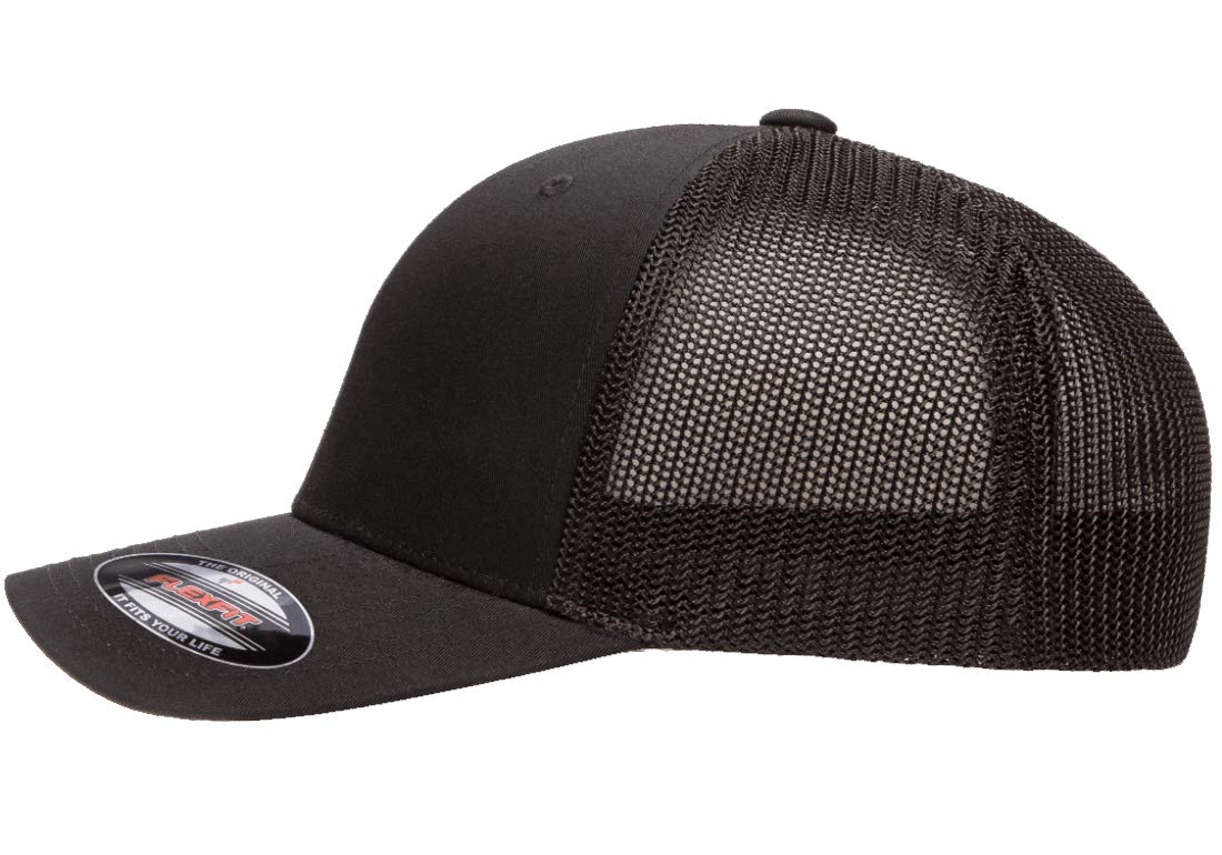 1953-56 Ford F100 Pickup Truck Outline Design Flexfit Trucker Mesh Fitted Cap Black
