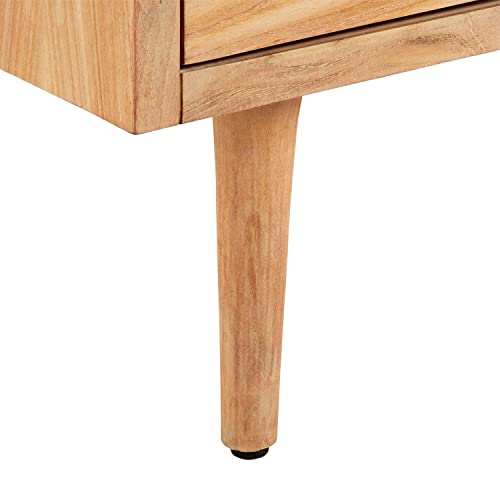 Signature Hardware 953277-36-RUMB-0 Bivins 36" Free Standing Single Vanity Cabinet Set with Teak Cabinet, Vanity Top and Rectangular Undermount Sink - No Faucet Holes