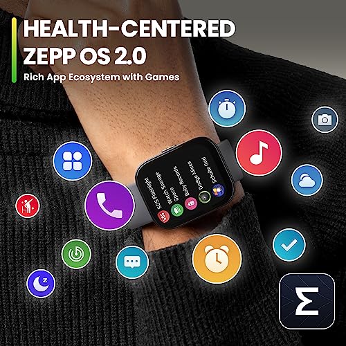 Amazfit Bip 5 Smart Watch 46mm, GPS, Amazon Alexa Built-in, Bluetooth Calling, 10-Day Battery, Heart-Rate & VO2 Max, Sleep Health Monitoring, AI Fitness Tracker App, for Android & iPhone, Black