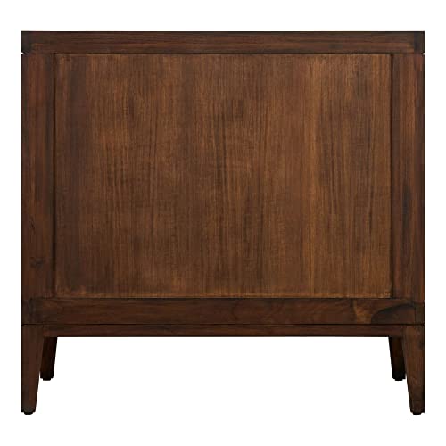 Signature Hardware 950734-36-RUMB-0 Aliso 36" Free Standing Single Basin Vanity Set with Teak Cabinet, Quartz Vanity Top, and Rectangular Porcelain Undermount Sink