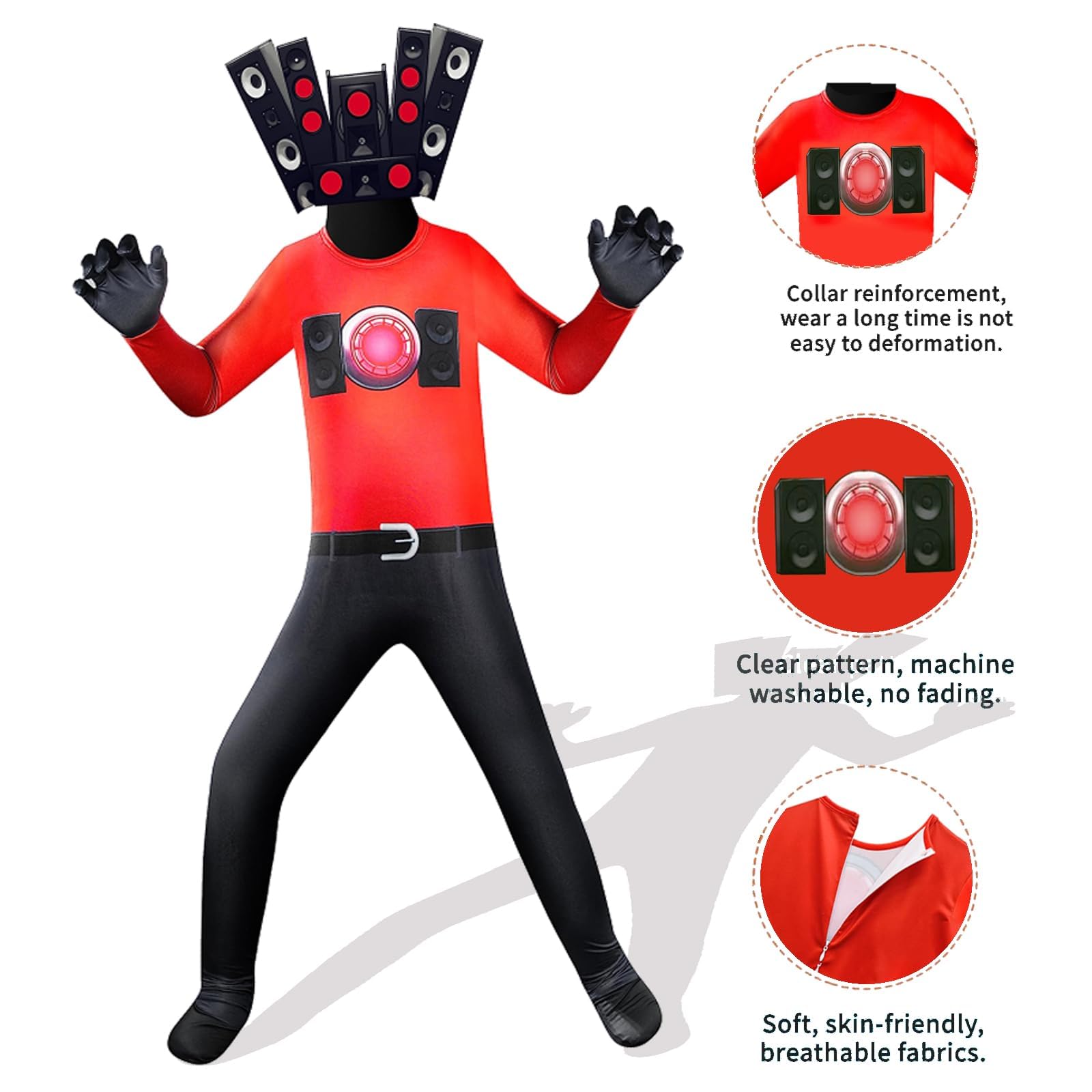 Estavucci Skibidi Toilet Costume for Boy TV Man Cosplay Video Game Jumpsuit for Halloween with Mask 5-12 Years