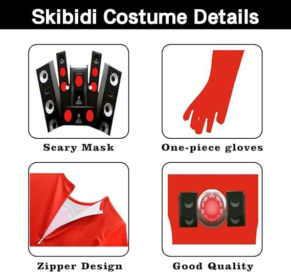 Estavucci Skibidi Toilet Costume for Boy TV Man Cosplay Video Game Jumpsuit for Halloween with Mask 5-12 Years