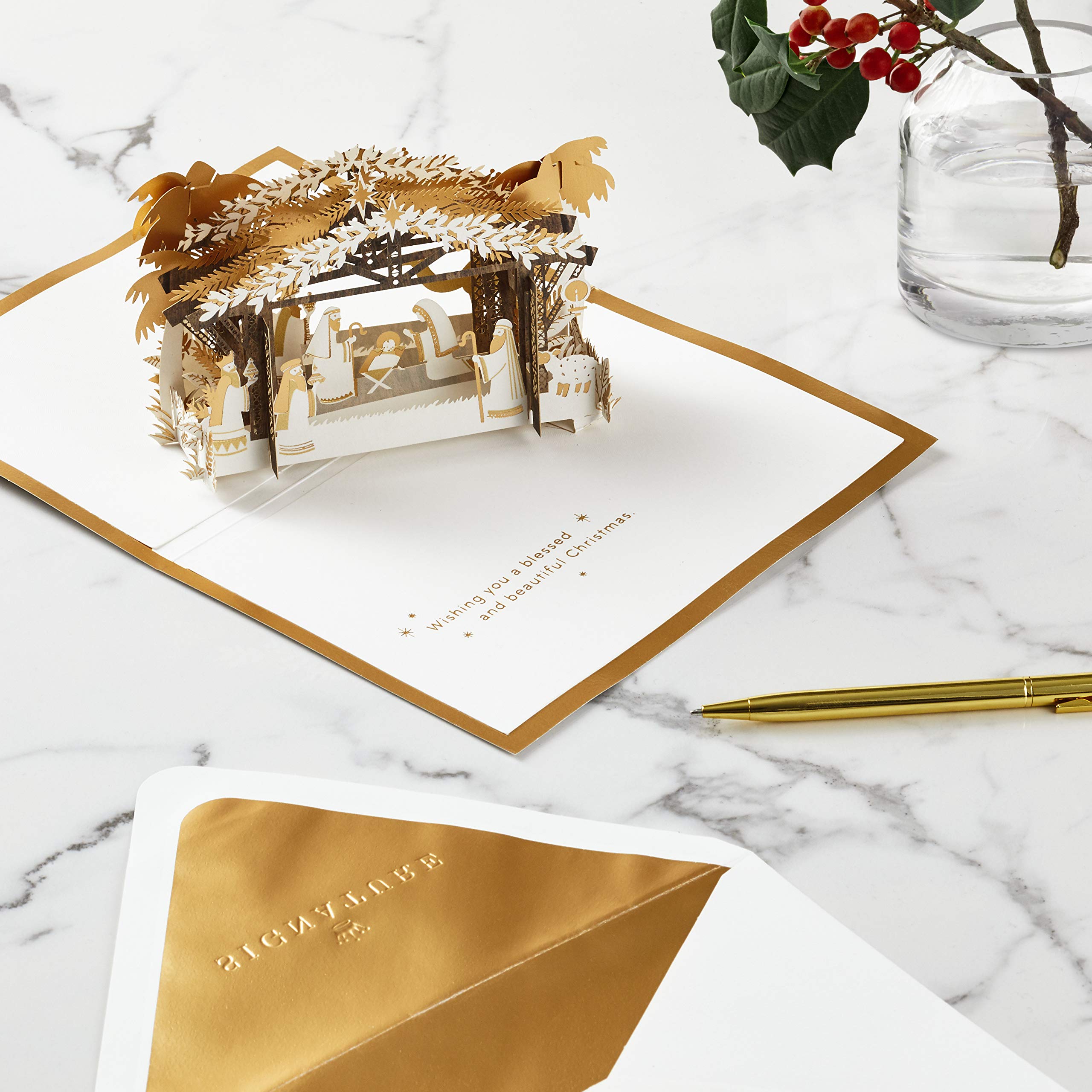 Hallmark Signature Paper Wonder Religious Pop Up Christmas Card (Nativity)