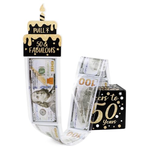 50th Birthday Money Box for Cash,Surprise Box Explosion Gift, Billionaire Money Holder with Pull Out Card DIY Set
