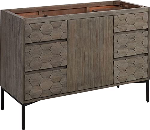Signature Hardware 953141-48-UM-8 Devora 48" Free Standing Single Vanity Set with Wood Cabinet, Vanity Top, and Oval Undermount Vitreous China Sink - 8" Faucet Holes