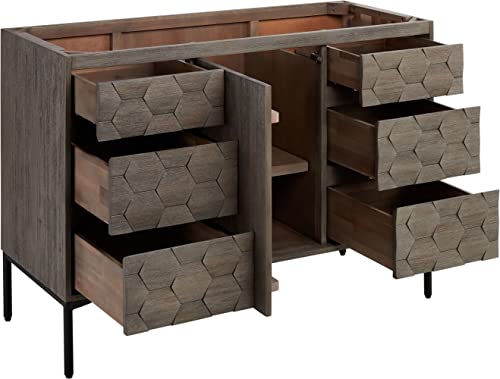 Signature Hardware 953141-48-UM-8 Devora 48" Free Standing Single Vanity Set with Wood Cabinet, Vanity Top, and Oval Undermount Vitreous China Sink - 8" Faucet Holes