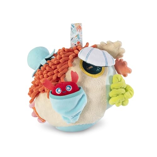 Miniland Sensorial Reef. Plush Rattle Toy for Infant and Toddlers with Many Different Sensory Stimulations. Fully Washable for Baby Teething. 2023 Toty Finalist