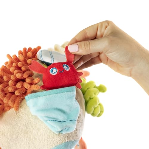 Miniland Sensorial Reef. Plush Rattle Toy for Infant and Toddlers with Many Different Sensory Stimulations. Fully Washable for Baby Teething. 2023 Toty Finalist