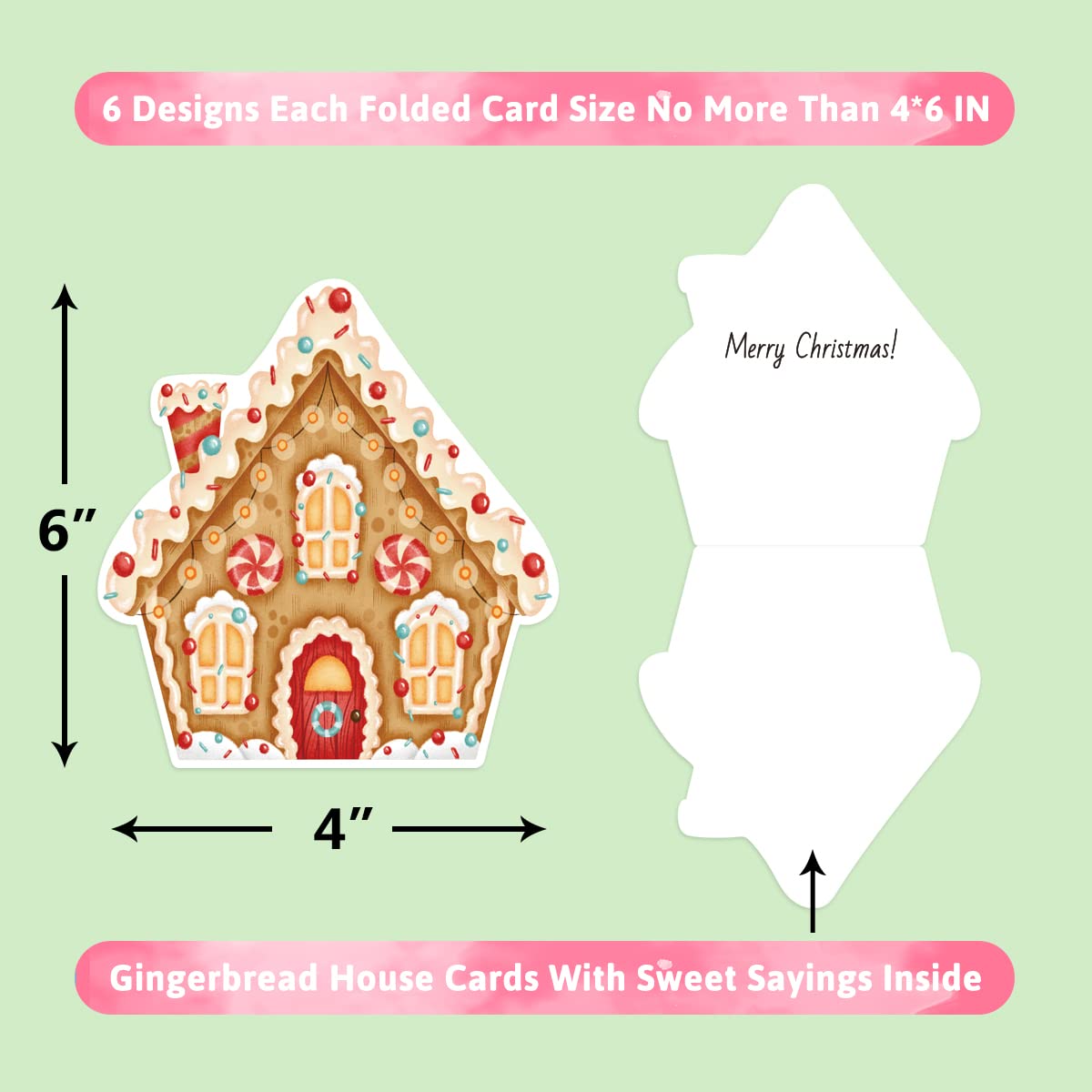 ceiba tree 36Pcs Christmas Gingerbread House Cards Festive Winter Holiday Greeting Cards with Envelopes and Stickers Die Cut