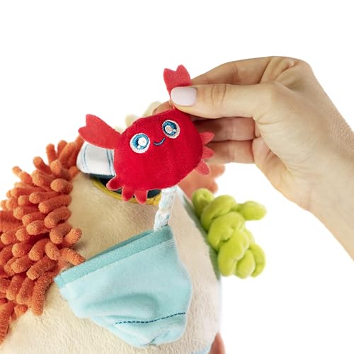 Miniland Sensorial Reef. Plush Rattle Toy for Infant and Toddlers with Many Different Sensory Stimulations. Fully Washable for Baby Teething. 2023 Toty Finalist