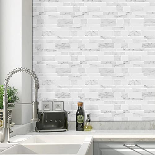 WalDecoo Marble Peel and Stick Backsplash for Kitchen, Thicker Design Self Adhesive Wall Tiles Stick on Backsplash, Marble Look Decorative Tiles (10 Tiles, 12βΓ 12β)