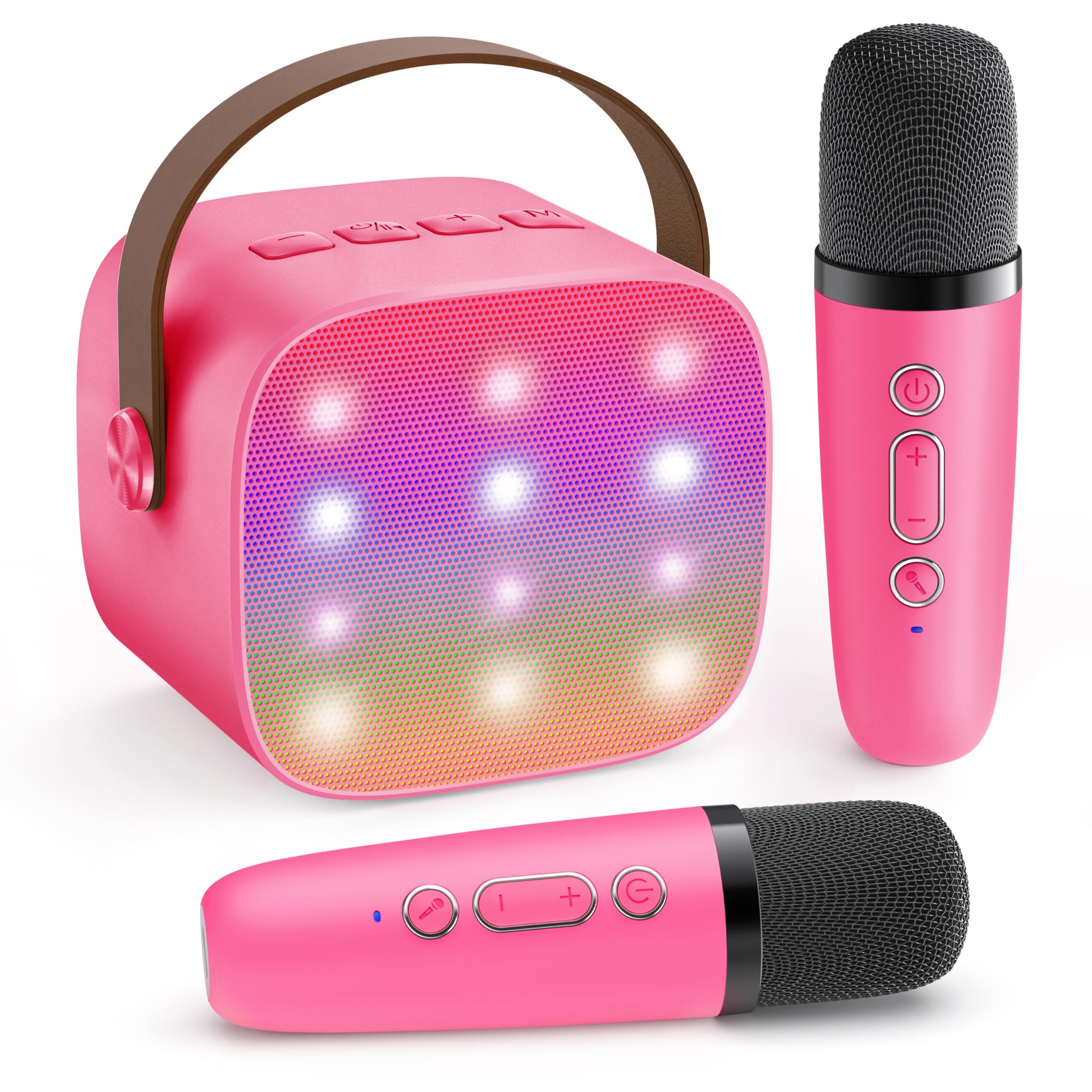 YLL Mini Karaoke Machine for Kids Toys, Portable Bluetooth Speaker with 2 Wireless Microphones, Birthday Gifts for Girls 3, 4, 5, 6, 7, 8, 9, 10, 11, 12+ Years Old Toddler Teens (Hotpink)