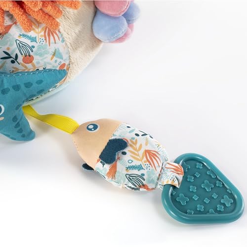 Miniland Sensorial Reef. Plush Rattle Toy for Infant and Toddlers with Many Different Sensory Stimulations. Fully Washable for Baby Teething. 2023 Toty Finalist
