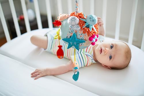 Miniland Sensorial Reef. Plush Rattle Toy for Infant and Toddlers with Many Different Sensory Stimulations. Fully Washable for Baby Teething. 2023 Toty Finalist