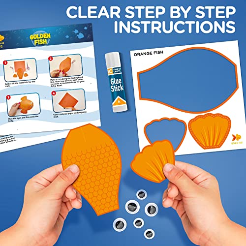 Arts and Crafts for Kids Ages 3-5, Craft Your Own Fish Characters Kit Includes Supplies & Instruction, Great Craft Project for Toddlers.
