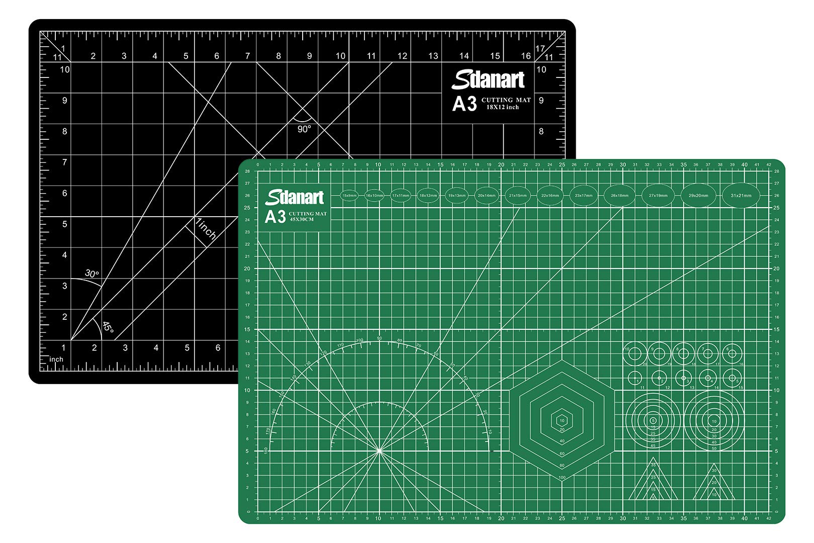 Sdanart Self Healing Cutting Mat: 12"×18" Double Sided 5-Ply Rotary Cutting Board for Sewing, Crafts, Quilting, Fabric, Hobby, Art Project