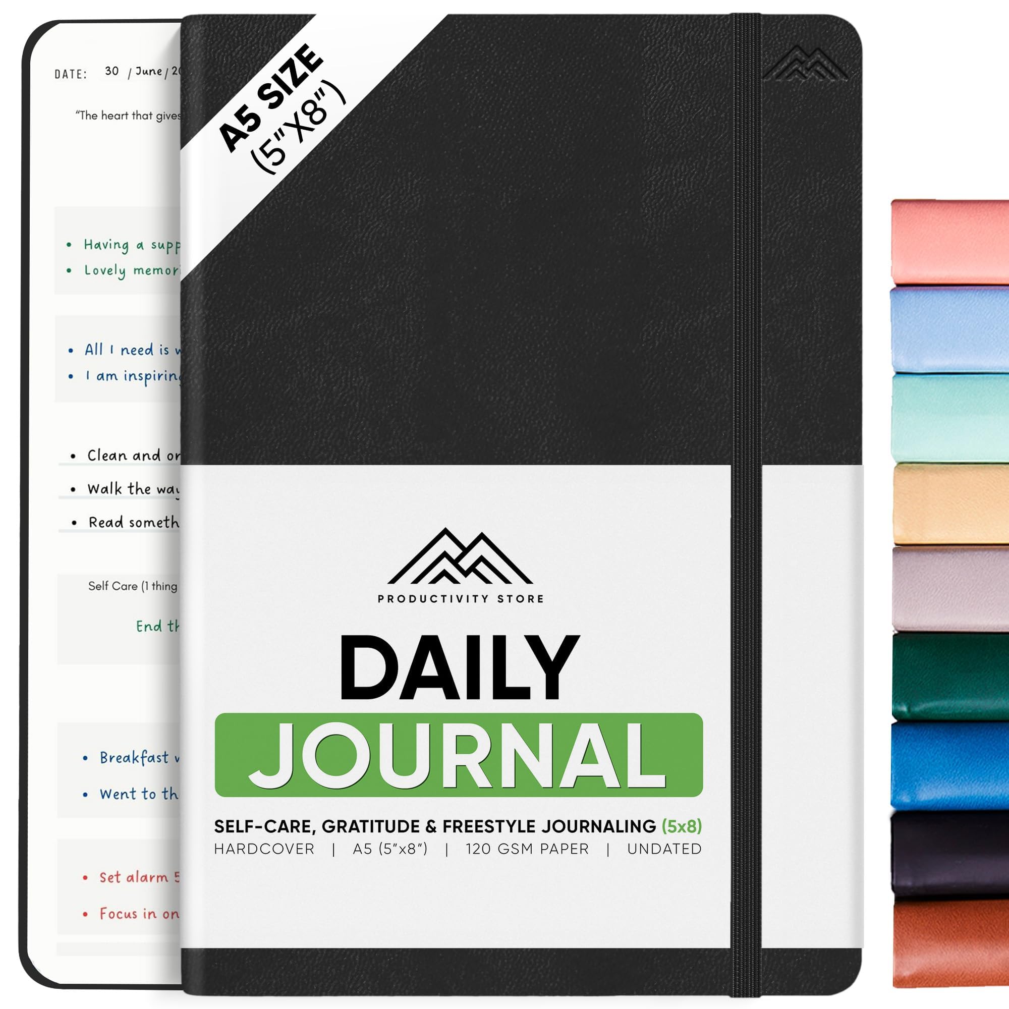 Best Daily Journal for Men & Women for Mindfulness, Productivity, Happiness & Self Care | Gratitude Journal, Affirmation Journal, Positivity Journal, Manifestation Journal, Self-Care Journal, Habit Tracker & Daily Journal with Prompts (Black)
