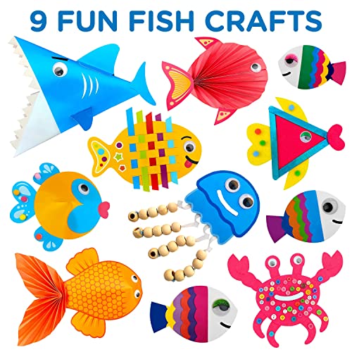 Arts and Crafts for Kids Ages 3-5, Craft Your Own Fish Characters Kit Includes Supplies & Instruction, Great Craft Project for Toddlers.
