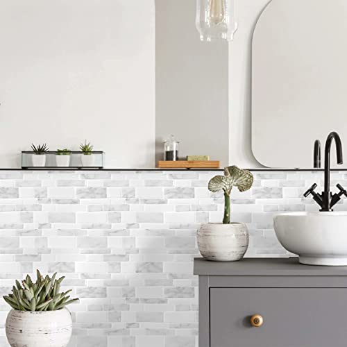 WalDecoo Marble Peel and Stick Backsplash for Kitchen, Thicker Design Self Adhesive Wall Tiles Stick on Backsplash, Marble Look Decorative Tiles (10 Tiles, 12βΓ 12β)