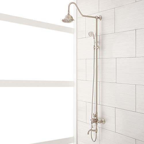 Signature Hardware 939624 Dolwick Exposed Shower System with Rain Shower Head, Hand Shower, and Hose - Rough In Included