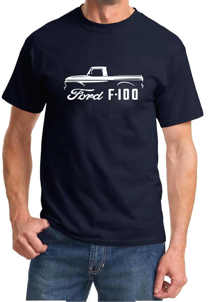 1961-66 Ford F-100 Pickup Truck Classic Outline Design Tshirt XL Navy Blue