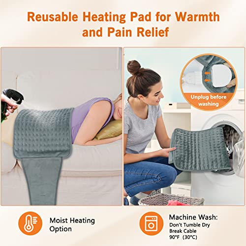 ππ©π π«ππππ Heating Pad for Back Pain and Cramps Relief, (12"x24"+20'') Large Menstrual Heating Pad with 4 Timer Auto Shut Off & 6 Heat Setting Electric Heat Pad with Belt, Dry & Moist Therapy