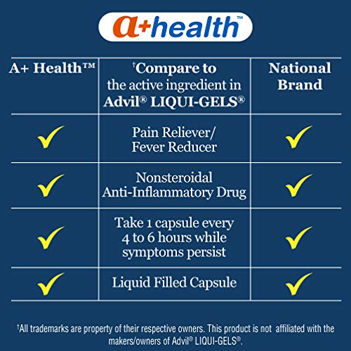 A+Health Ibuprofen 200 Mg Softgels, Pain Reliever/Fever Reducer (NSAID), Made in USA, 300 Count