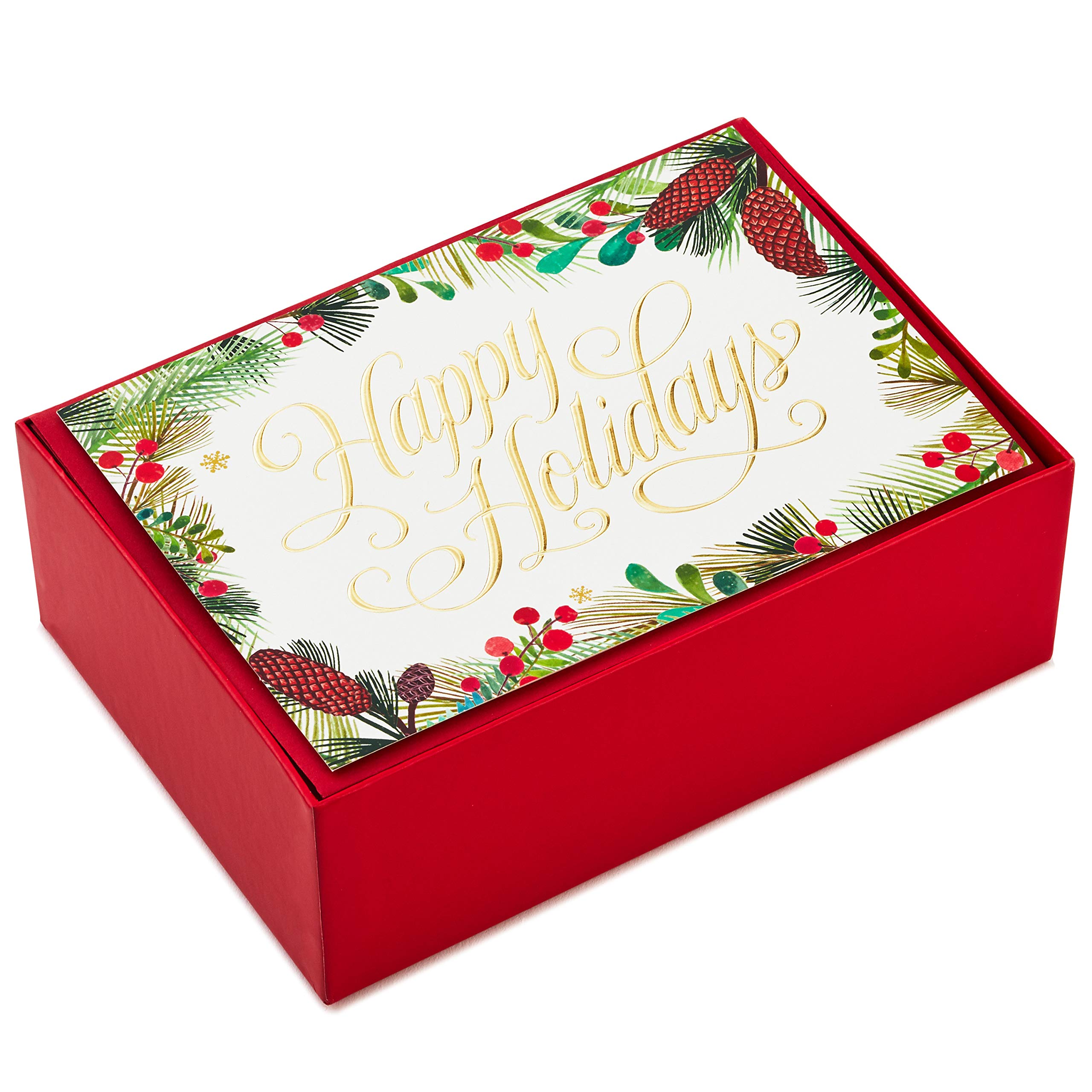 Hallmark Boxed Holiday Cards, Festive Greenery (40 Cards and Envelopes)