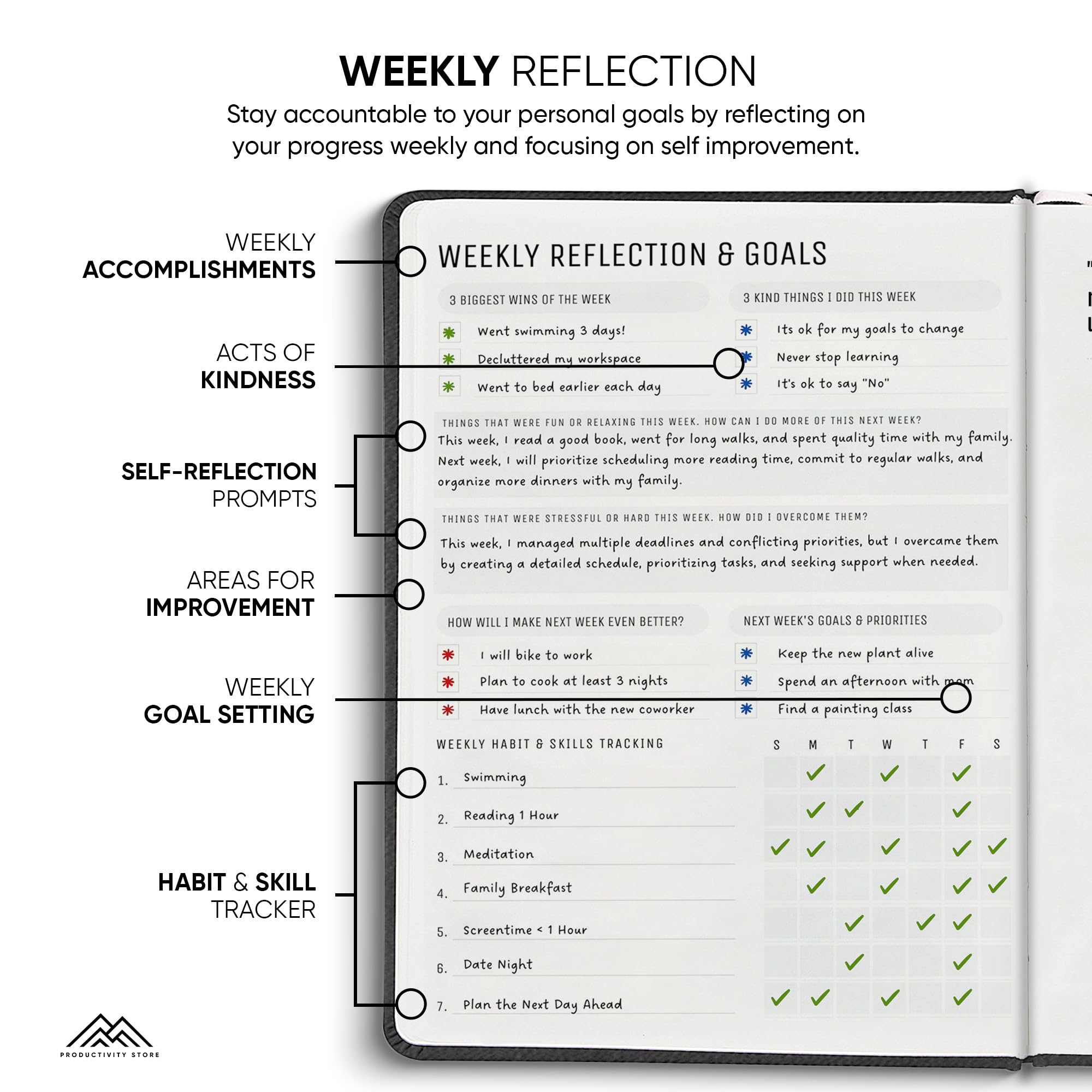 Best Daily Journal for Men & Women for Mindfulness, Productivity, Happiness & Self Care | Gratitude Journal, Affirmation Journal, Positivity Journal, Manifestation Journal, Self-Care Journal, Habit Tracker & Daily Journal with Prompts (Black)