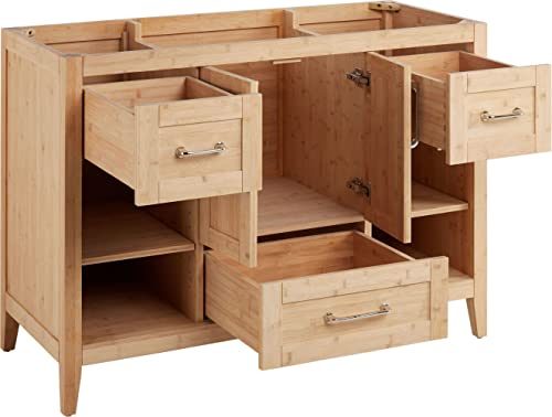 Signature Hardware 953345-48-UM-0 Burfield 49" Free Standing Single Vanity Set with Bamboo Cabinet, Vanity Top, and Oval Undermount Vitreous China Sink