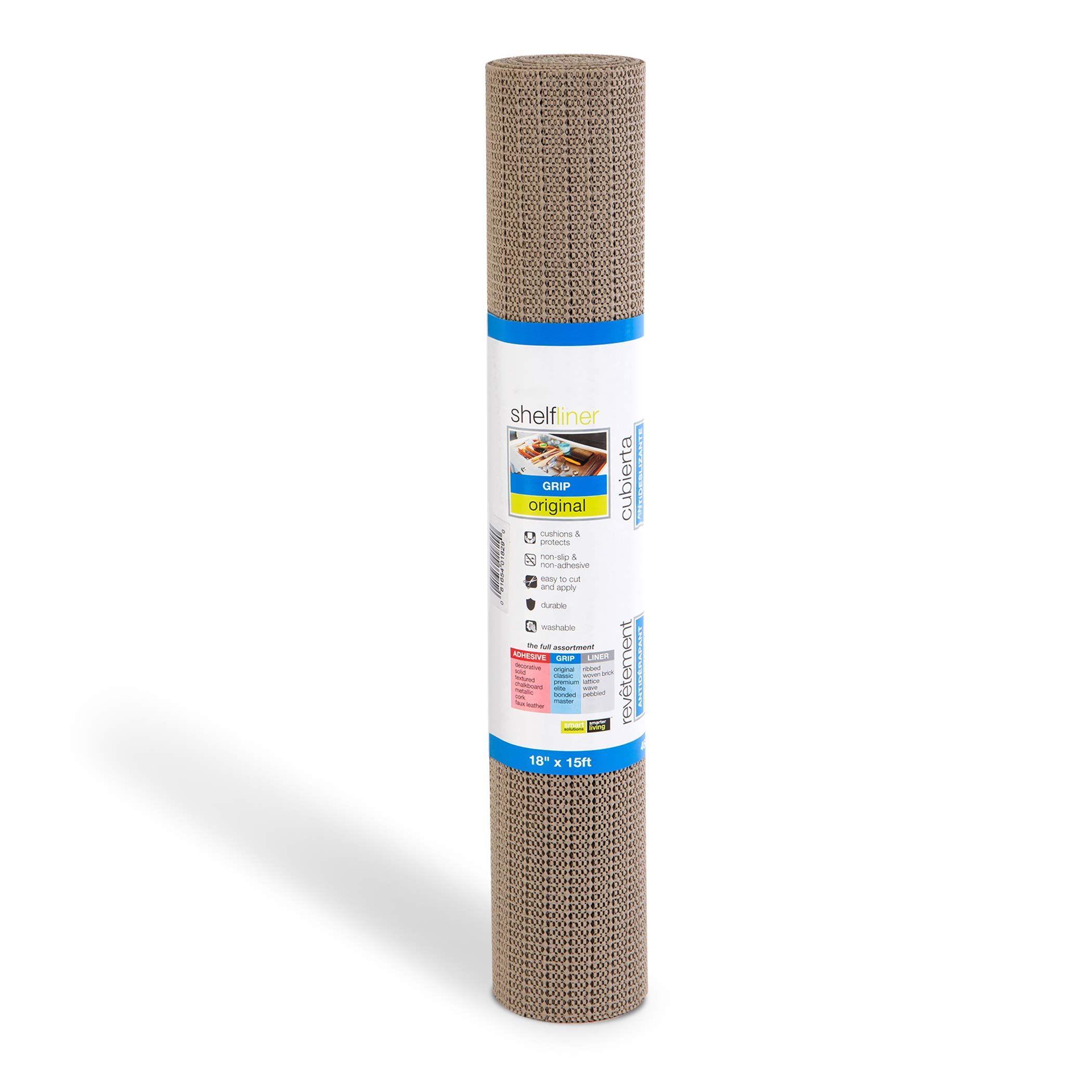 Smart Design Original Grip Shelf Liner - 12 Inch x 45 Feet (Set of 9 Rolls Total) - Non Adhesive, Strong Grip Bottom, Easy Clean Kitchen Drawer, Cabinet, Cupboard Dresser Cover, Non Slip - Taupe