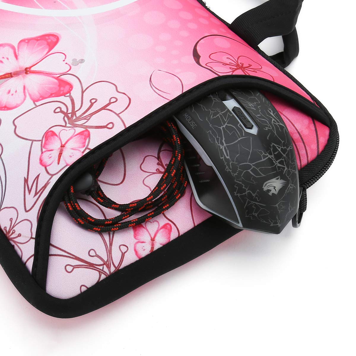 RICHEN 10 inch Messenger Bag Carrying Case Sleeve with Handle Accessory Pocket Fits 7 to 10-Inch Laptops/Notebook/Kids tablet (7-10.2 inch, Pink Butterfly)