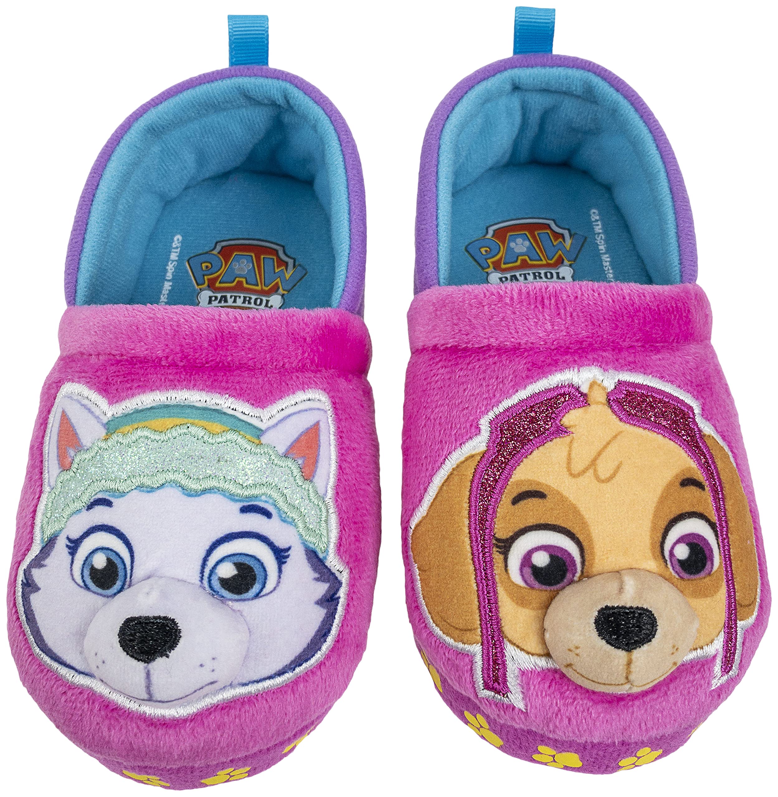 Paw Patrol Girl's Skye and Everest A-Line Plush Slipper, Toddler Size 5/6 to 11/12 (Pink Purple, Numeric_7)