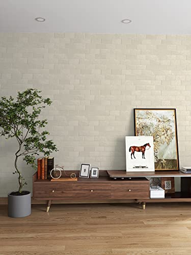 COLAMO 5-Sheet Beige Faux Granite Stone Flamed Surface Peel and Stick Rigid Large Subway Wall Tiles, Stick On Kitchen Backsplash Brick Tiles for Wall,Self Stick Tile For RV,Bathroom, Accent Wall Panel