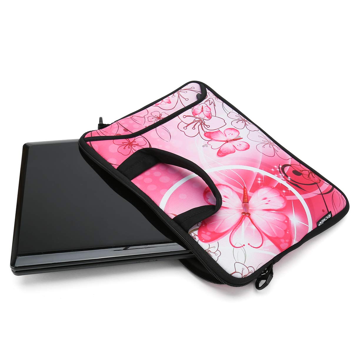 RICHEN 10 inch Messenger Bag Carrying Case Sleeve with Handle Accessory Pocket Fits 7 to 10-Inch Laptops/Notebook/Kids tablet (7-10.2 inch, Pink Butterfly)