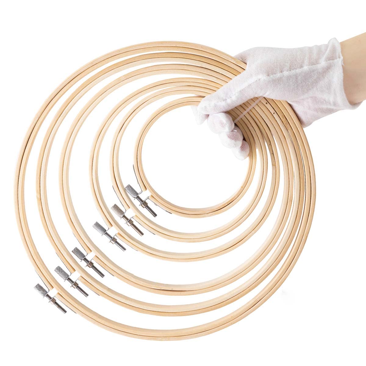 Matchne Embroidery Hoop 2 Pack 6PCS 4Inch to 10Inch Easily Loosen/Tighten Cross Stitch Supplies & Needlework Supplies Bamboo Wooden Hoops for Crafts